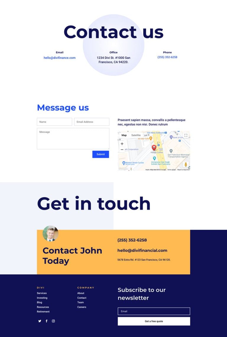 Get a FREE Financial Services Layout Pack for Divi