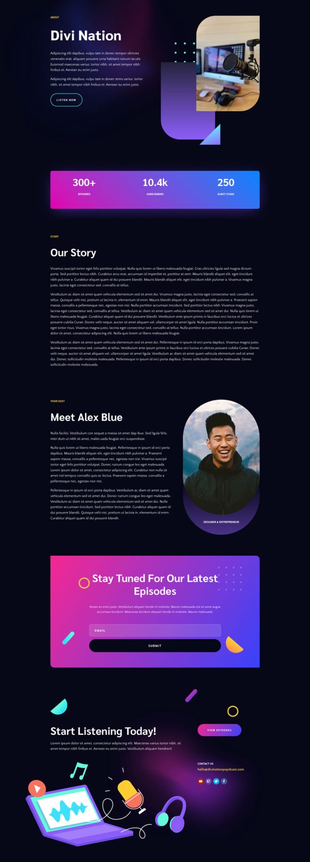 Get a FREE Podcaster Layout Pack for Divi