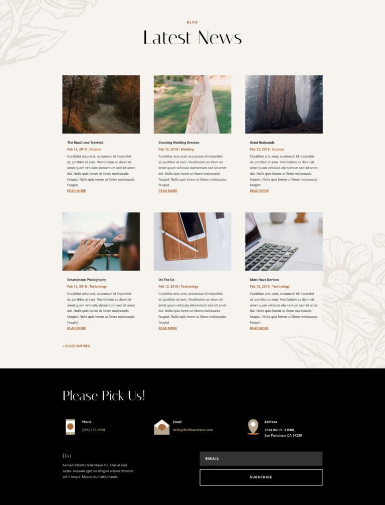 Get a FREE Flower Farm Layout Pack for Divi