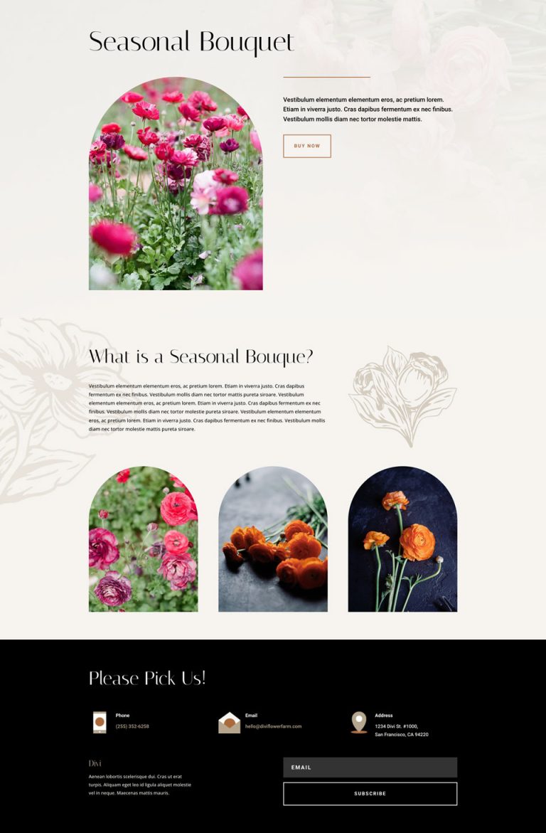 Get a FREE Flower Farm Layout Pack for Divi