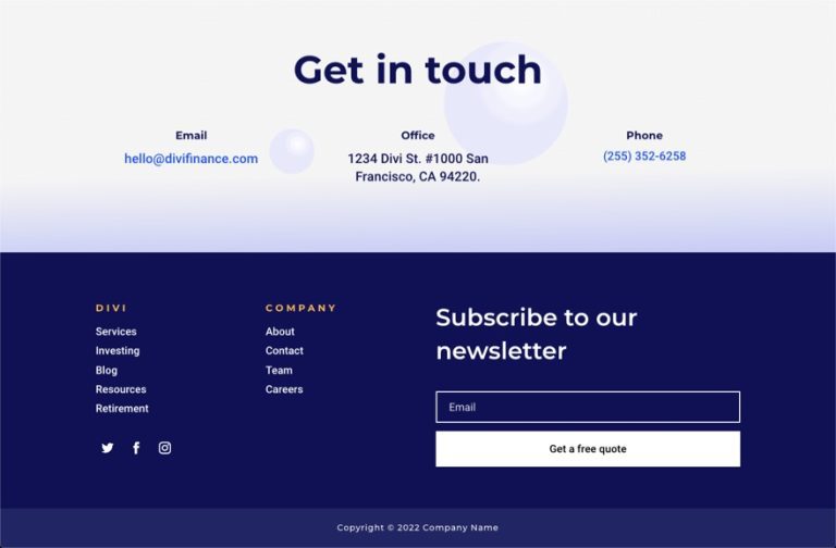 Download a FREE Header & Footer for Divi's Financial Services Layout Pack