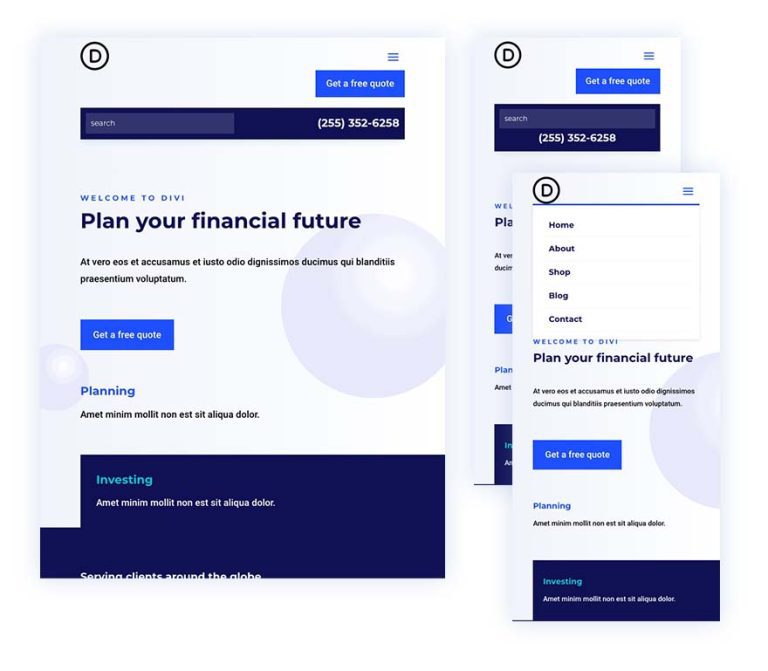 Download a FREE Header & Footer for Divi's Financial Services Layout Pack