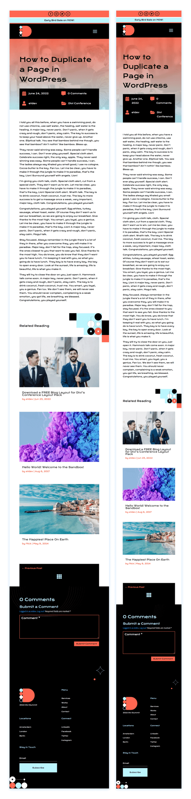 Download a FREE Blog Post Template for Divi's Conference Layout Pack