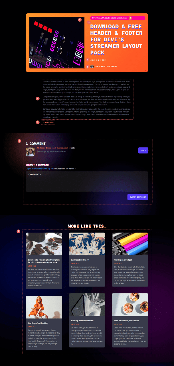 Download a FREE Blog Post Template for Divi's Streamer Layout Pack