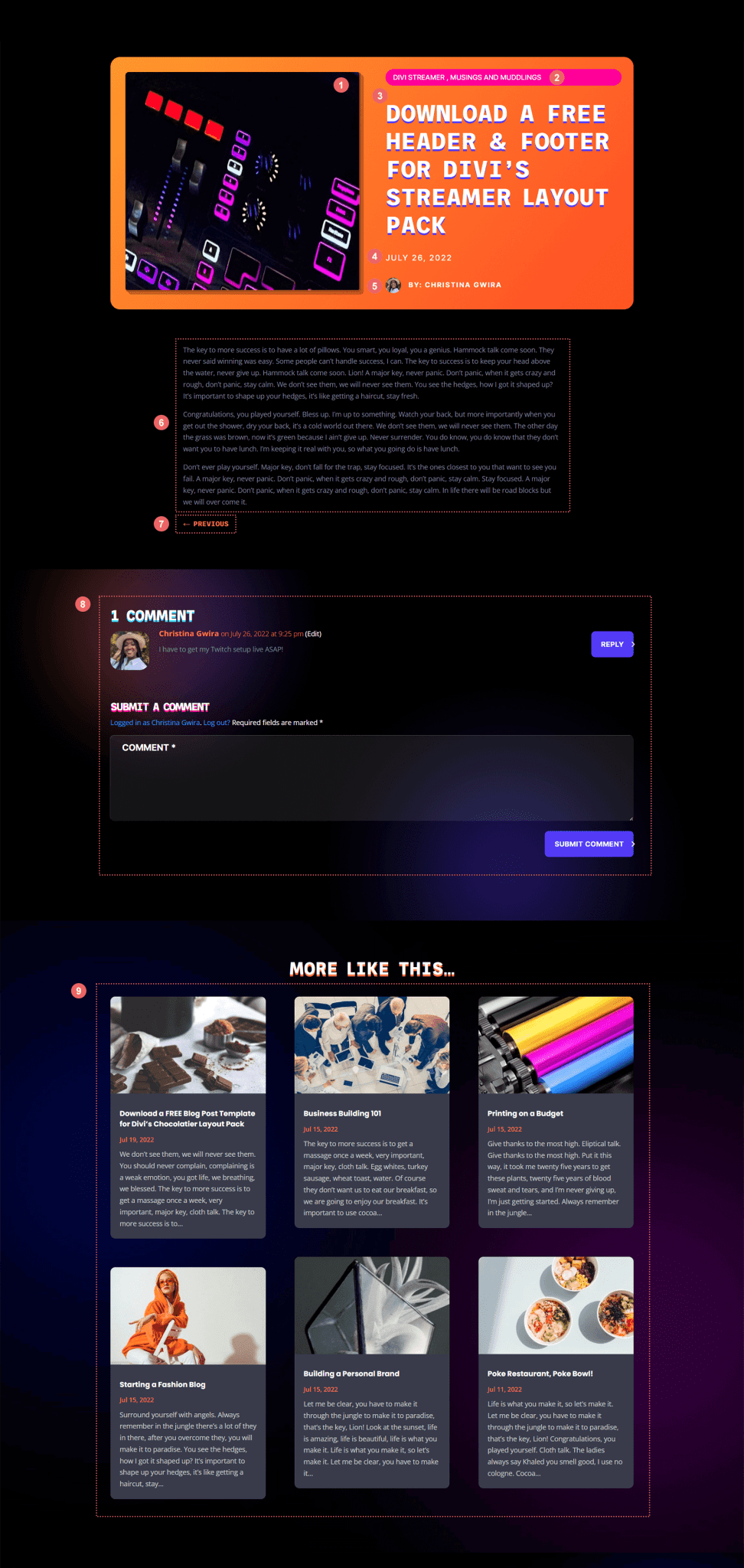 Download a FREE Blog Post Template for Divi's Streamer Layout Pack
