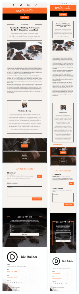 Download a FREE Blog Post Template for Divi's Chocolatier Layout Pack