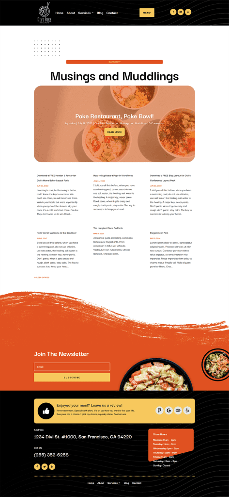 Download a FREE Category Page Template for Divi's Poke Restaurant ...