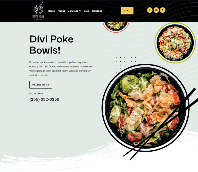 Download a FREE Header & Footer for Divi's Poke Restaurant Layout Pack