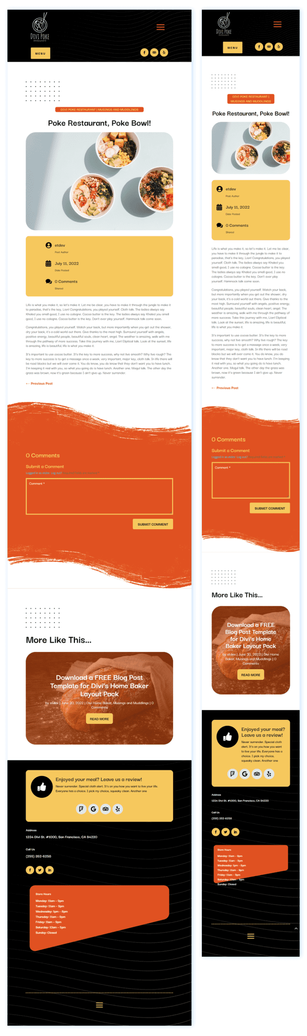 Download a FREE Blog Post Template for Divi's Poke Restaurant Layout Pack