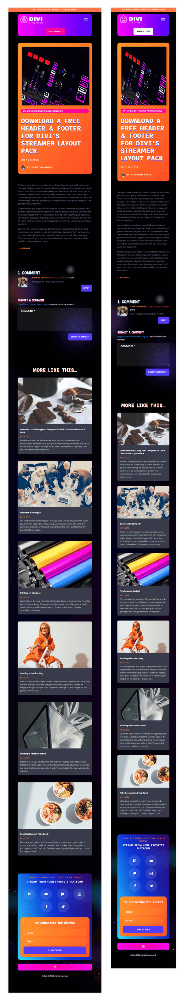Download a FREE Blog Post Template for Divi's Streamer Layout Pack