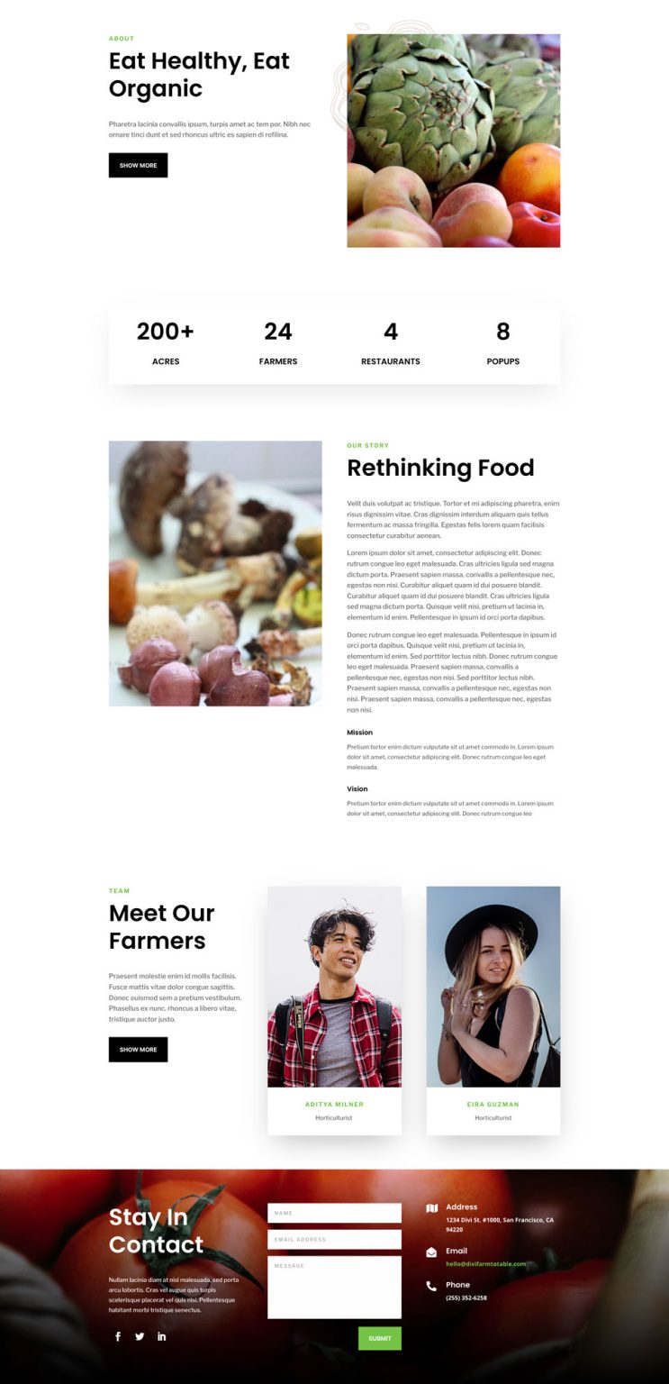 Get a Free Farm to Table Layout Pack for Divi
