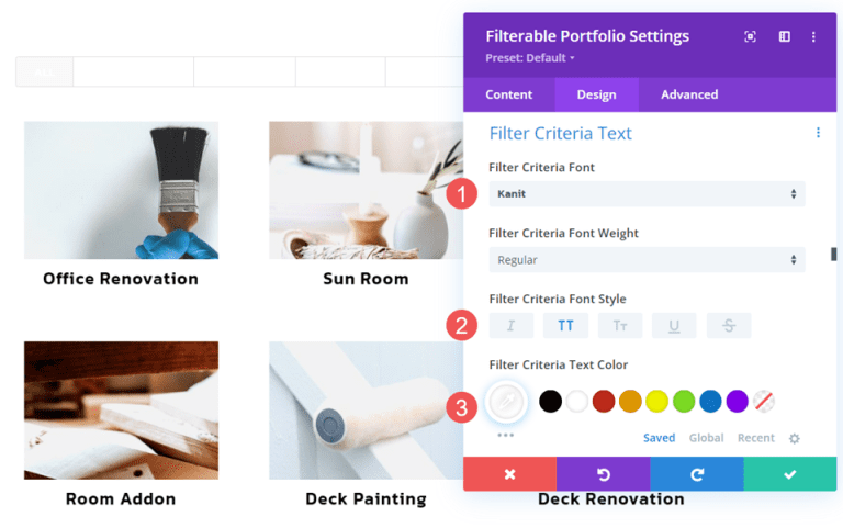 How to Style the Category Filter in Divi's Filterable Portfolio Module