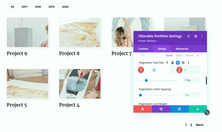 How to Style the Pagination in Divi's Filterable Portfolio Module