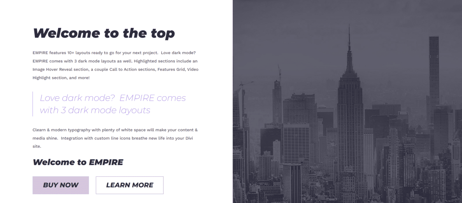 EMPIRE - Divi Child Theme Overview
