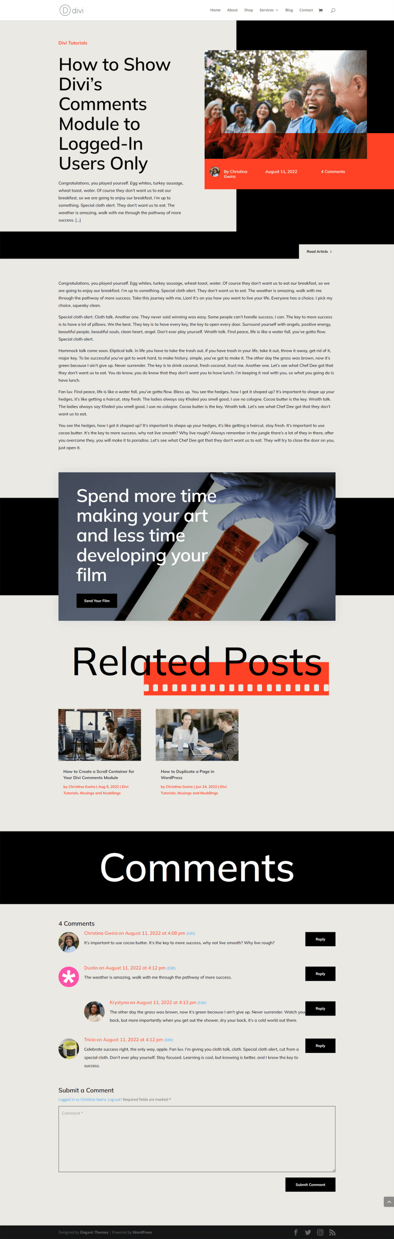 How to Show Divi's Comments Module to Logged-In Users Only