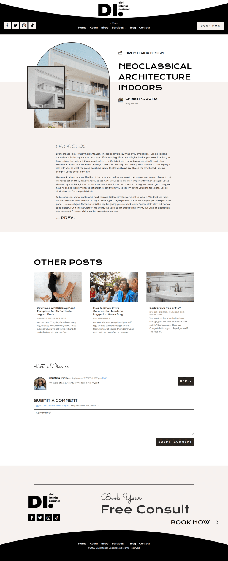 Download a FREE Blog Post Template for Divi's Interior Designer Layout Pack