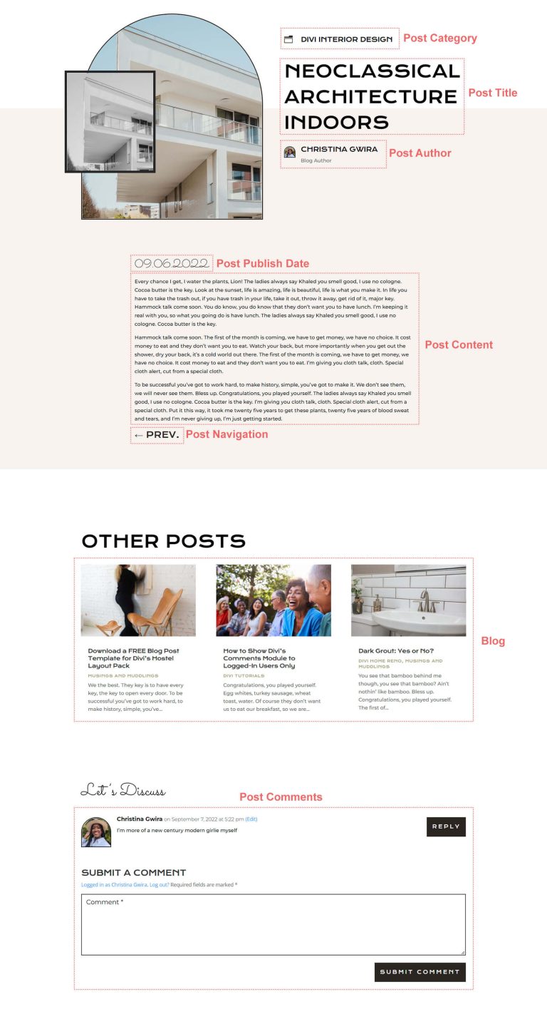 Download a FREE Blog Post Template for Divi's Interior Designer Layout Pack