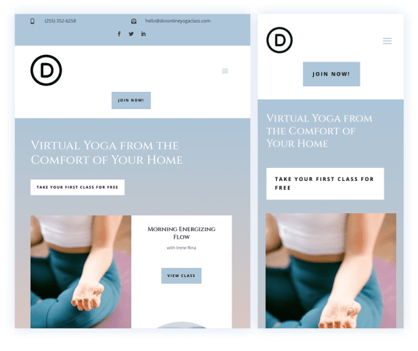 Download a FREE Header & Footer for Divi's Online Yoga Layout Pack