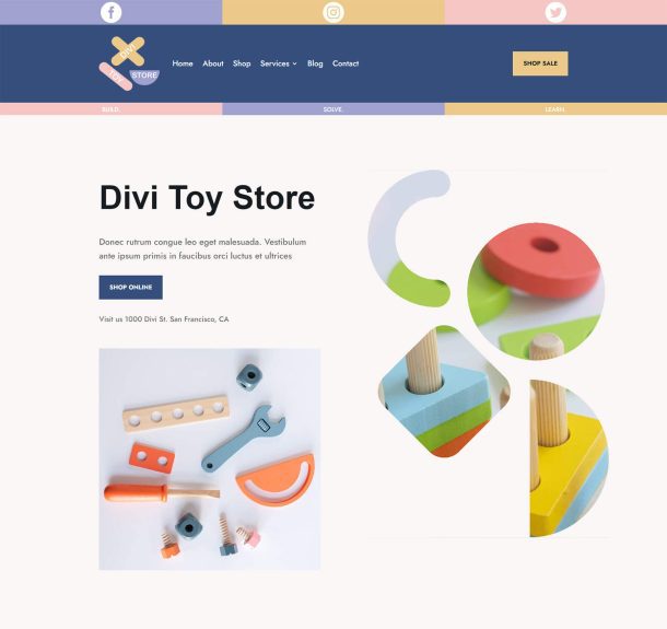 Download a FREE Header & Footer for Divi's Toy Store Layout Pack