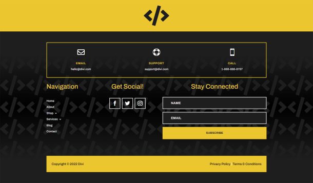 Download a FREE Header & Footer for Divi's Web Developer Layout Pack