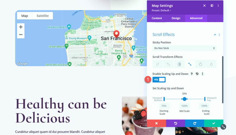 How to Expand Your Map Module on Scroll with Divi's Scroll Effects