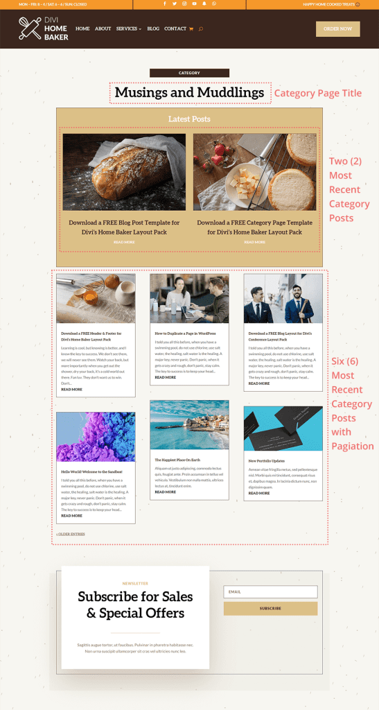 Download a FREE Category Page Template for Divi's Home Baker Layout Pack
