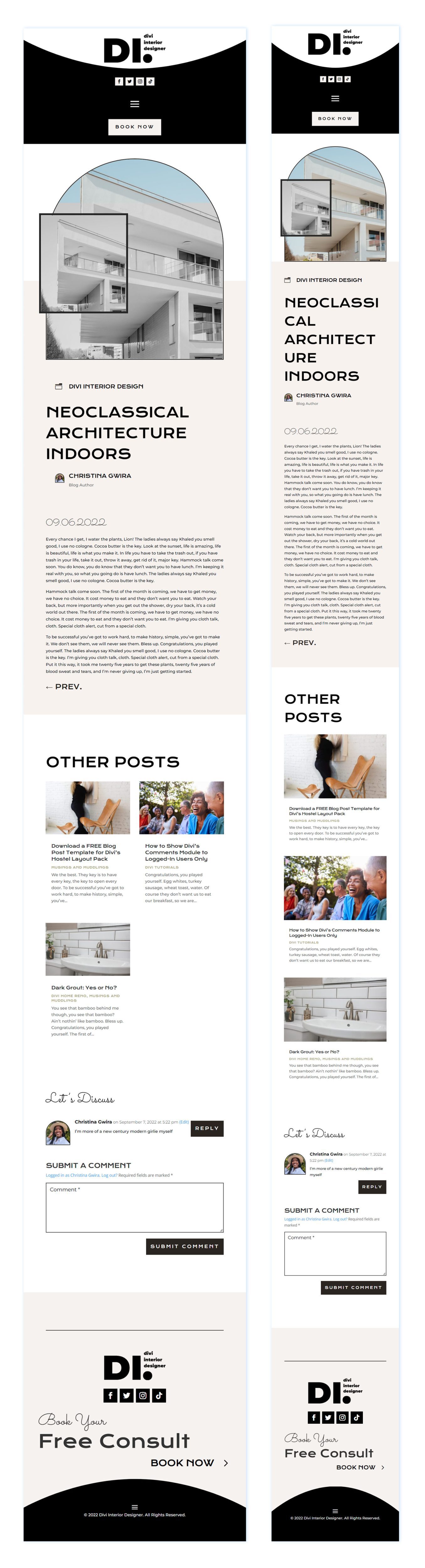 Download a FREE Blog Post Template for Divi's Interior Designer Layout Pack