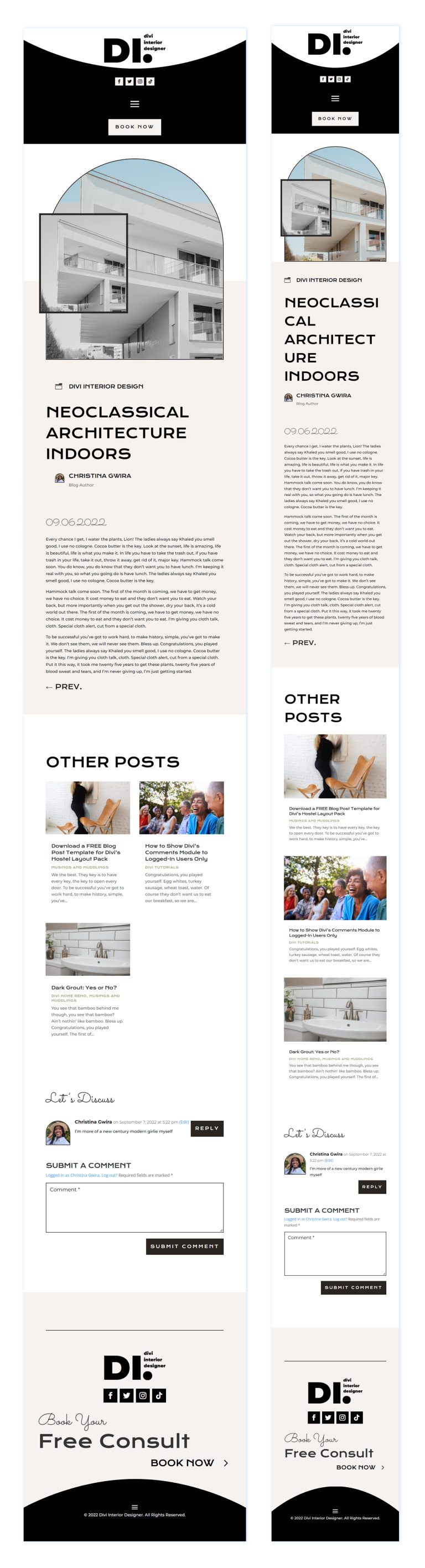 Download a FREE Blog Post Template for Divi's Interior Designer Layout Pack