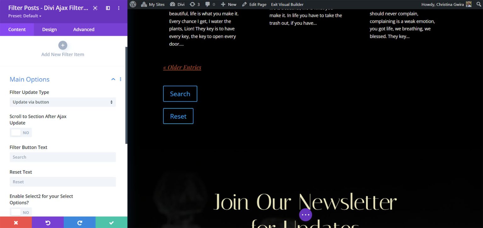 Divi Plugin Highlight: Divi Ajax Filter