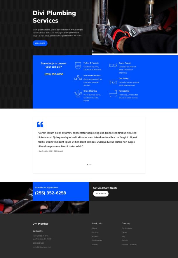 Get a Free Plumbing Layout Pack for Divi