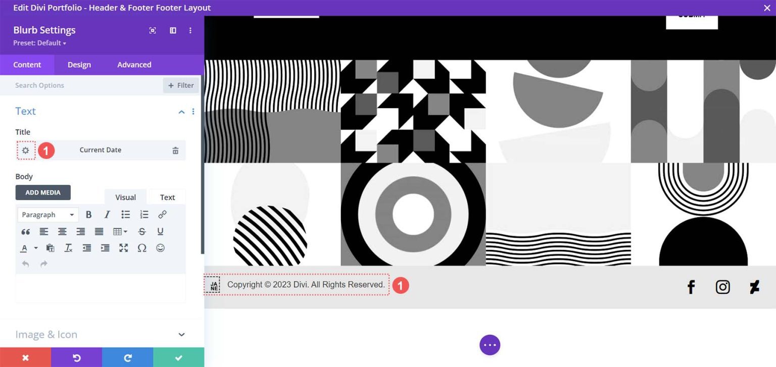 Download a FREE Header & Footer for Divi's Portfolio Layout Pack