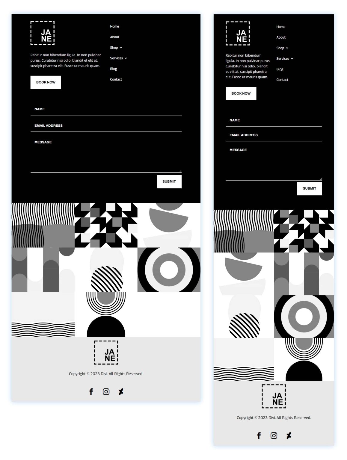 Download a FREE Header & Footer for Divi's Portfolio Layout Pack