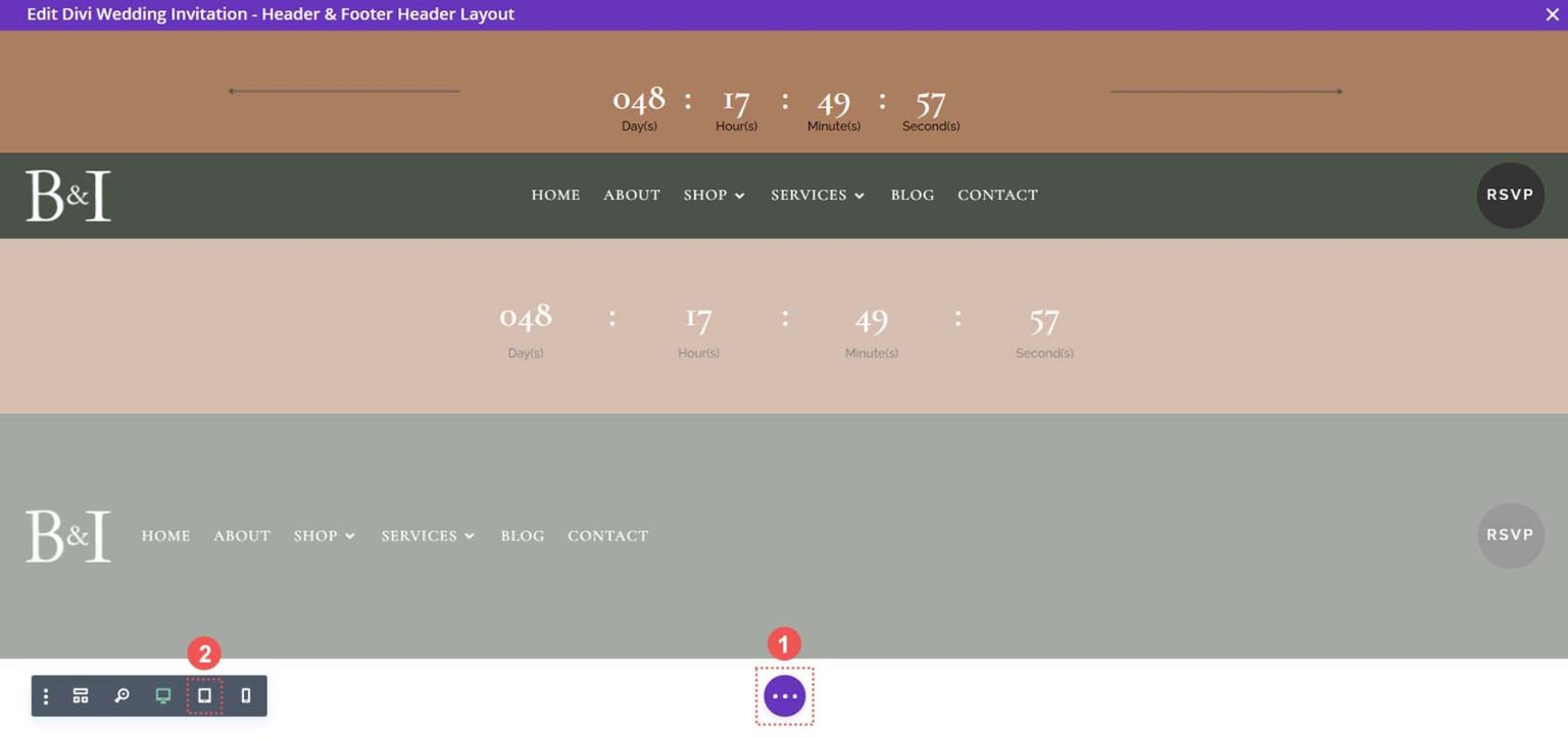 Download a FREE Header & Footer for Divi's Wedding Invitation Layout Pack