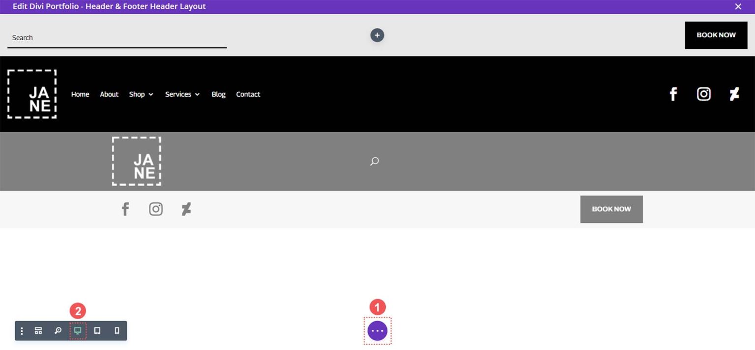 Download a FREE Header & Footer for Divi's Portfolio Layout Pack