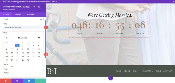 Download a FREE Header & Footer for Divi's Wedding Invitation Layout Pack