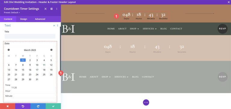 Download a FREE Header & Footer for Divi's Wedding Invitation Layout Pack
