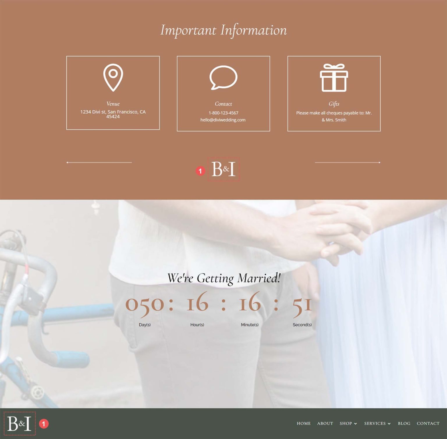 Download a FREE Header & Footer for Divi's Wedding Invitation Layout Pack