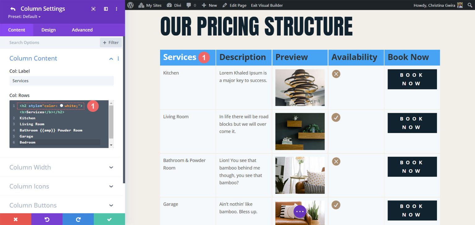 Divi Plugin Highlight: Table Maker