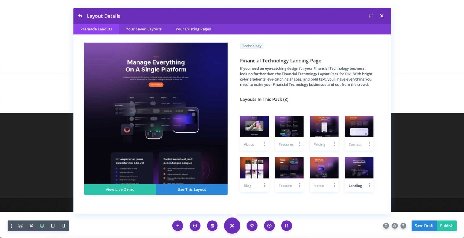 Get a Free Financial Technology Layout Pack for Divi