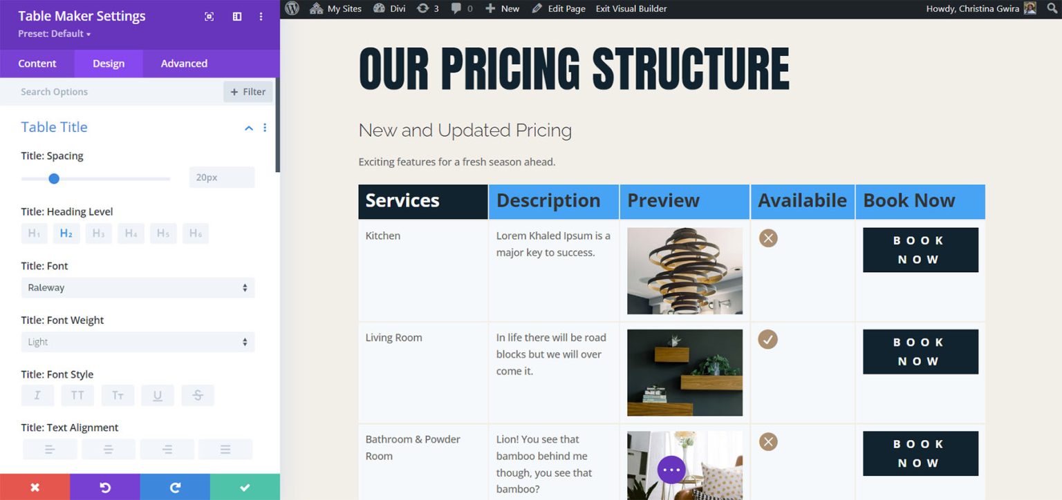 Divi Plugin Highlight: Table Maker