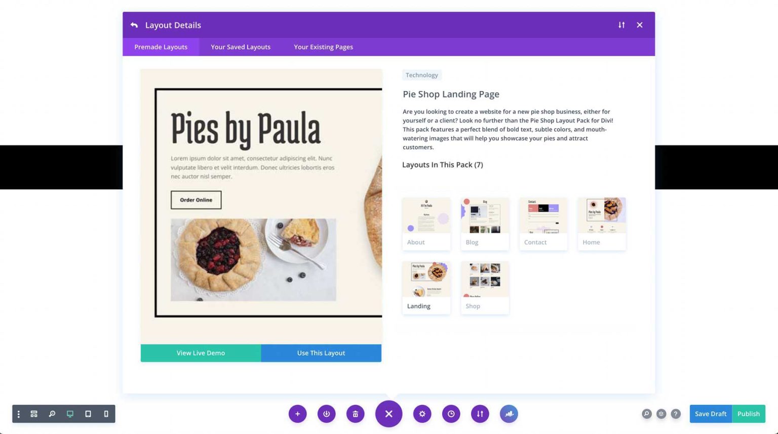 Get a Free Pie Shop Layout Pack for Divi