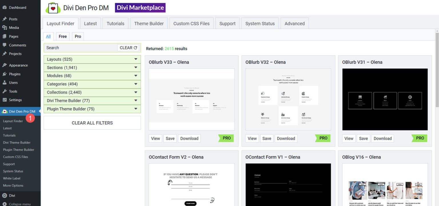 Divi Product Highlight: Divi Den Pro – Layout Library