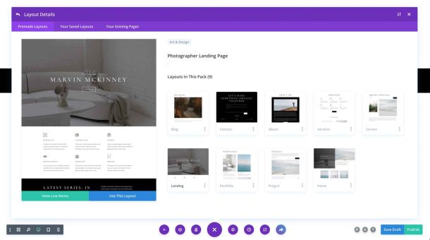 Get a Free Photographer Layout Pack for Divi