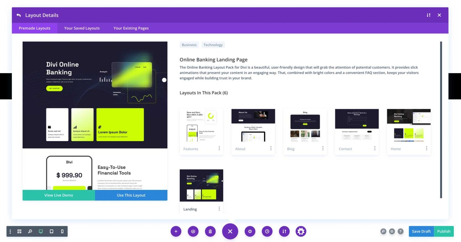 Get a Free Online Banking Layout Pack for Divi