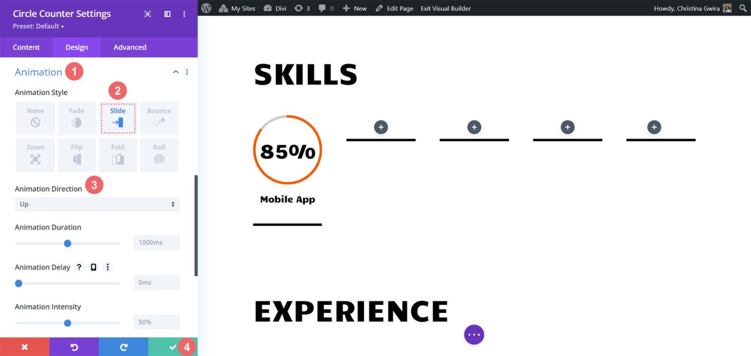How to Use Divi's Circle Counter Module to Showcase Your Skillset