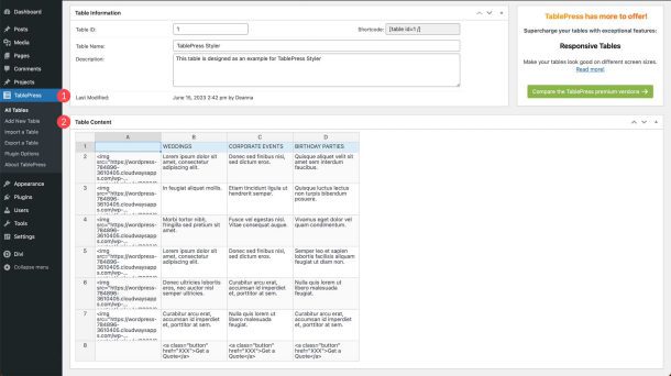 Divi Product Highlight: TablePress Styler