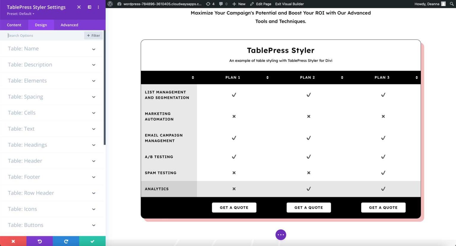 Divi Product Highlight: TablePress Styler