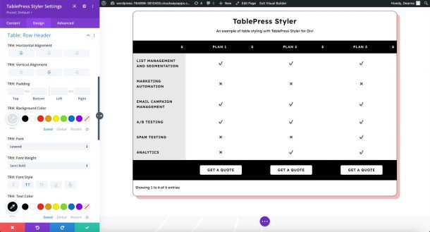 Divi Product Highlight: TablePress Styler