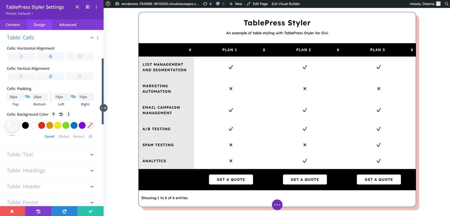 Divi Product Highlight: TablePress Styler