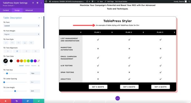 Divi Product Highlight: TablePress Styler